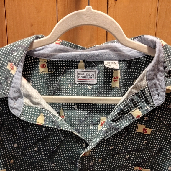 Bugle Boy | Shirts | Vintage Bugle Boy Blue And White Casual Button ...